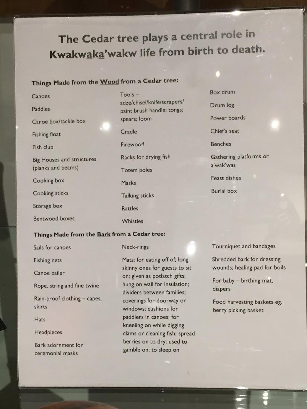 Cedar and Culturally Modified Trees (CMTs)