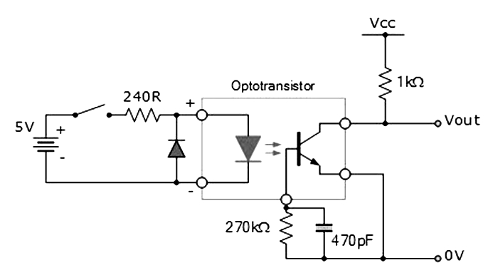 Rangkaian Optocoupler untuk mengendalikan Relay