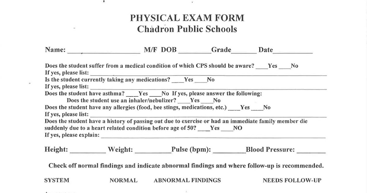CMS Principal's Blog: School Physical Form