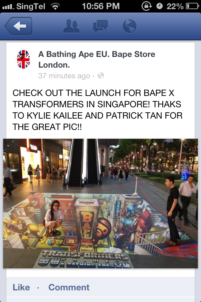 Aloha From Singapore!: Bape x Transformers 3D Street Mural
