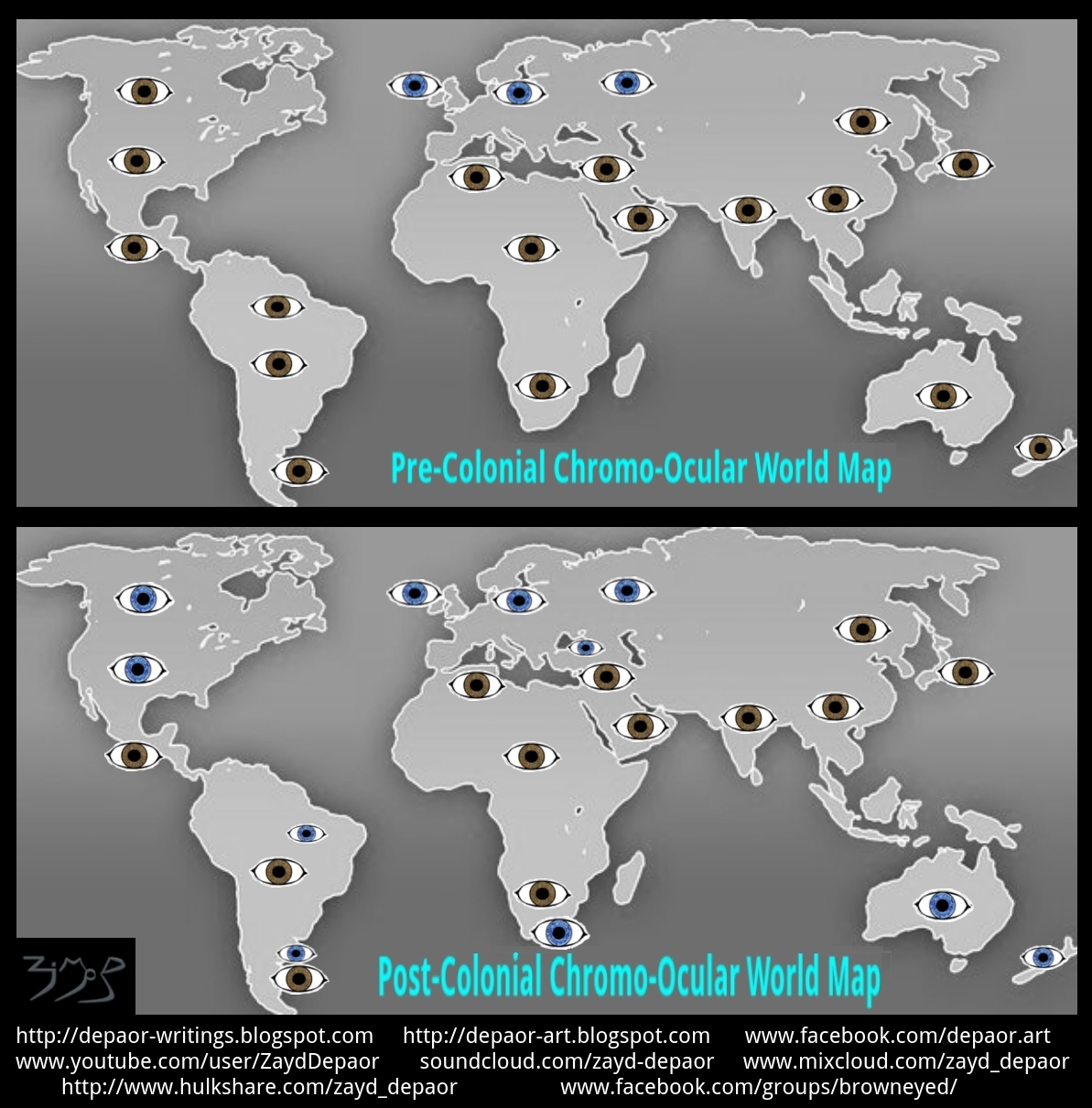 Zayd Depaor - Art: Pre-Colonial and Post-Colonial Chromo-Ocular World map