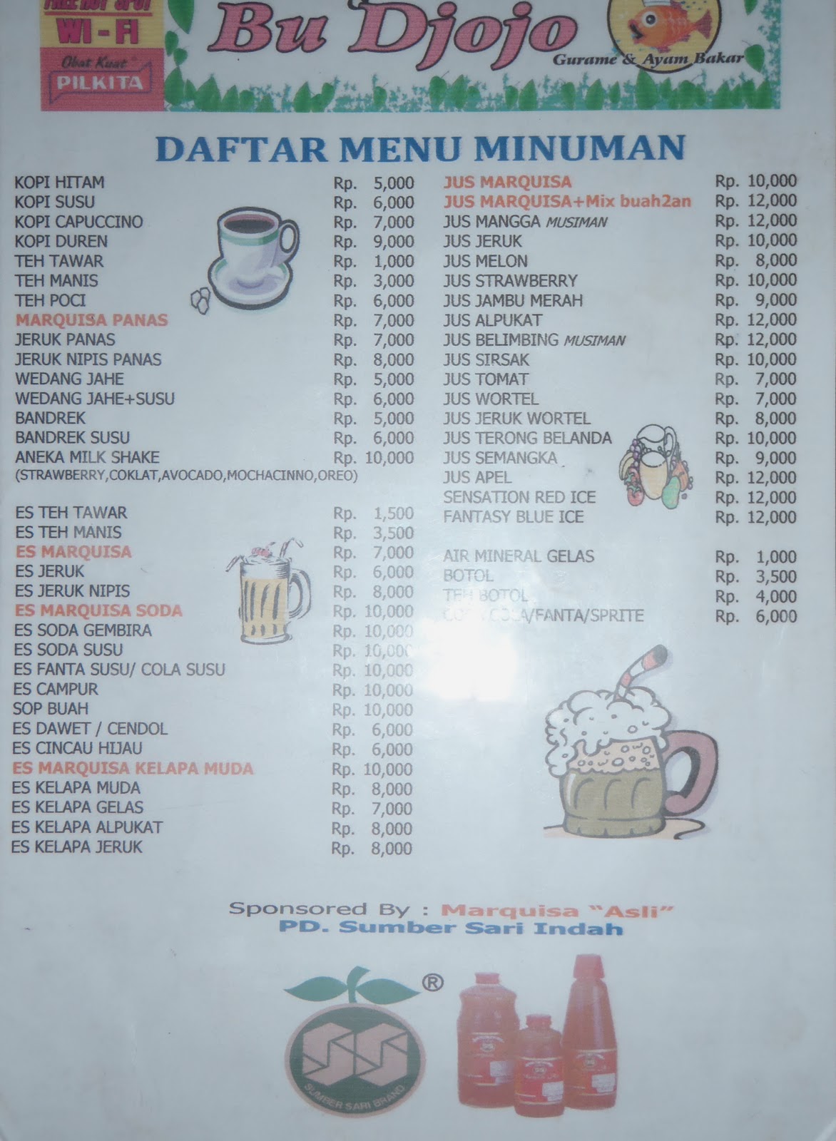 Rumah Makan Warung Bu Djojo: Price list