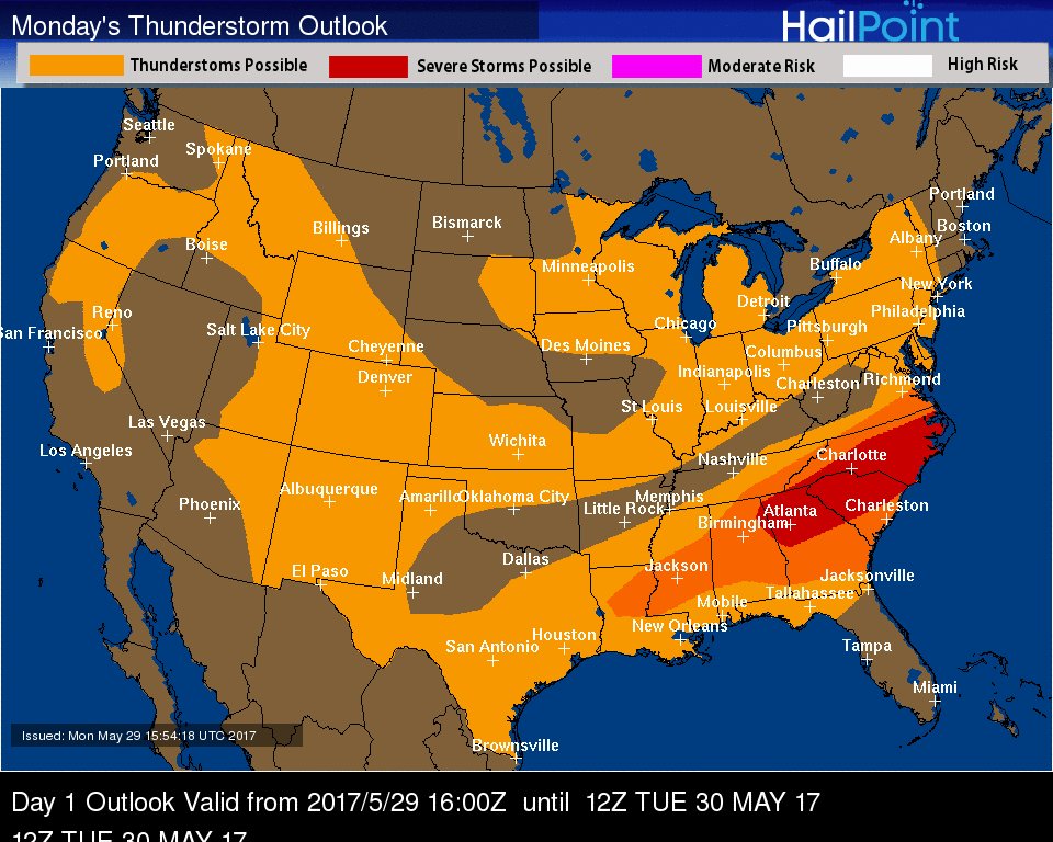 Ralph's Tropical Weather-RTW: TODAY'S AND TOMORROW'S THUNDERSTORM OUTLOOK