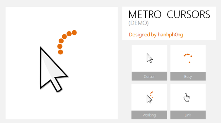 Thủ thuật SEO: Bộ Cursors phong cách Metro cho Windows 8