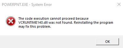 Memperbaiki Error VCRUNTIME140.dll dan MSVCP140.dll di Microsoft Powerpoint