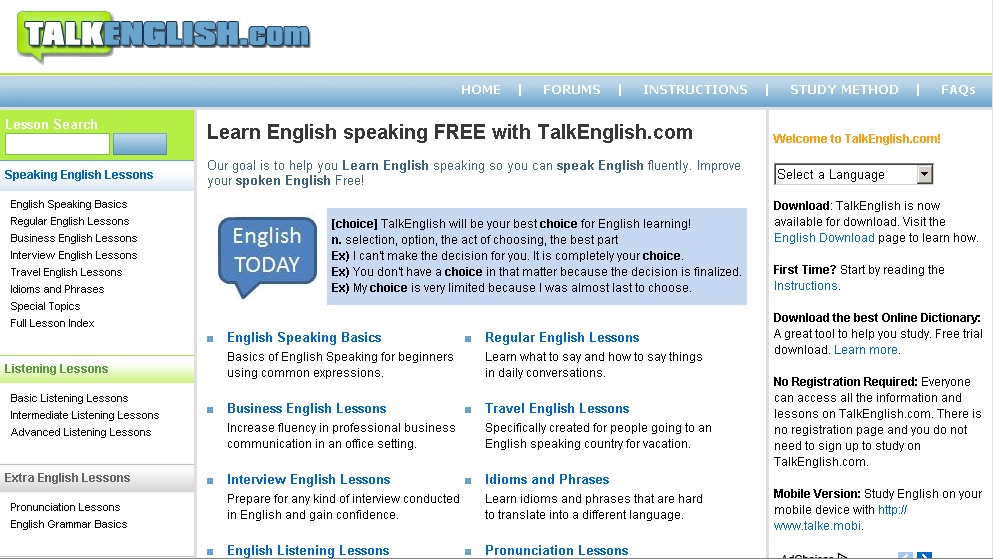 Best Free English Learning Resources: TalkEnglish