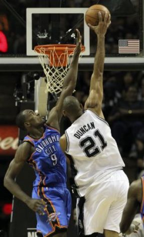 You Got Dunked On: 2012 NBA Playoffs: Tim Duncan Dunks On Serge Ibaka ...