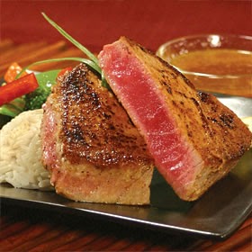 Fancy Napkin: .Marinated Tuna Steaks.
