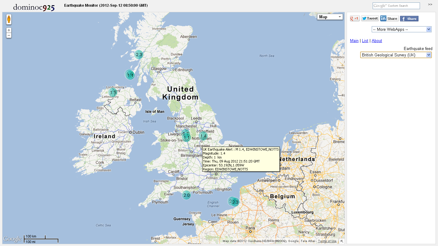 dominoc925: Earthquake Monitor Web App