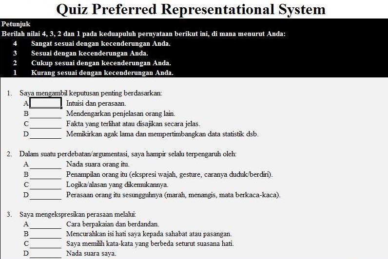 Kuis Indikator Representational System