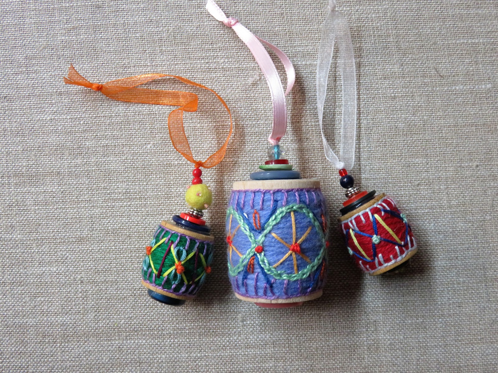 Art In Stitches: Wooden Thread Spool Ornaments