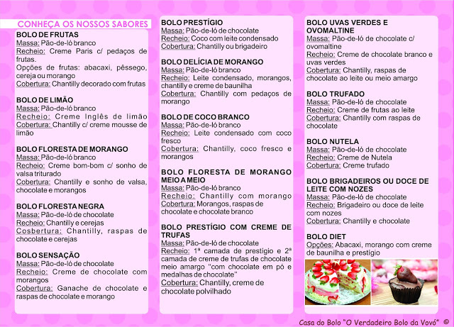 Confeitaria Casa do Bolo: Cardápio de Bolos