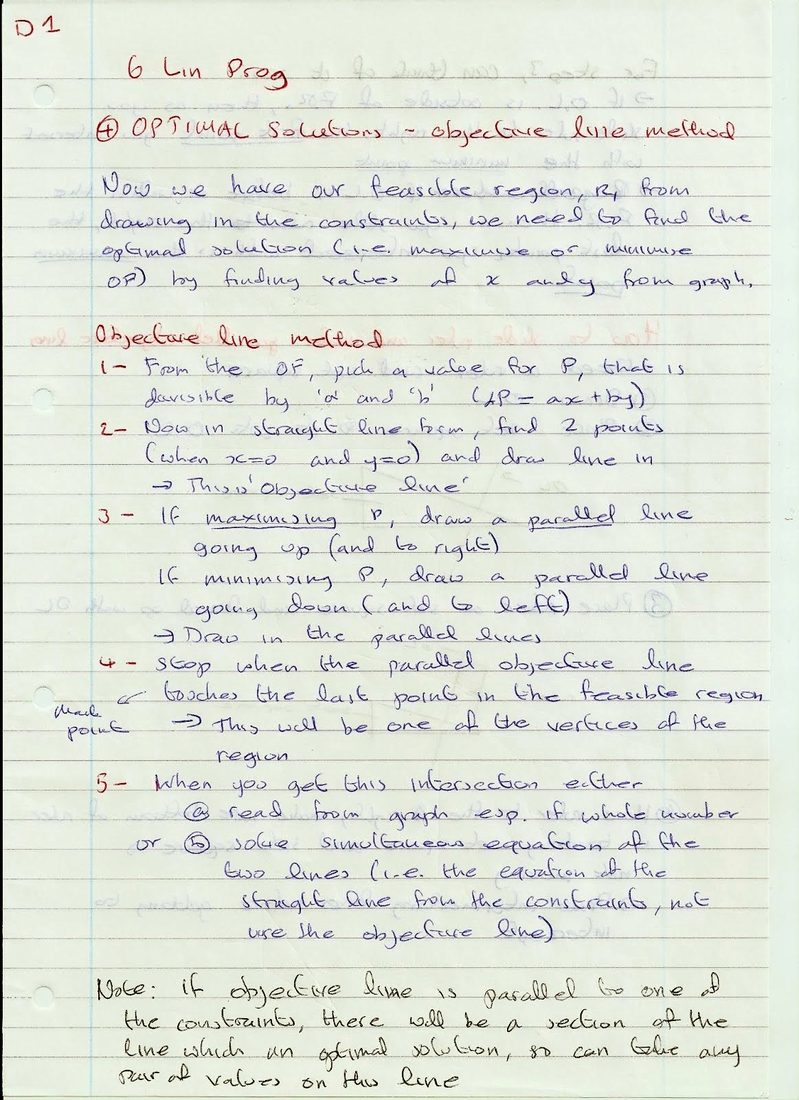 A Level Maths Notes: Decision - Linear Programming - Objective Line Method