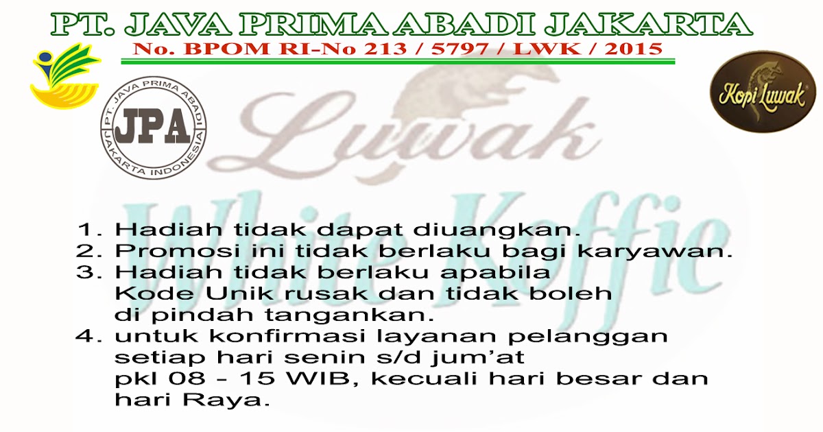 JAVA PRIMA ABADI : CONTOH KUPON RESMI DARI PT JAVA PRIMA ABADI