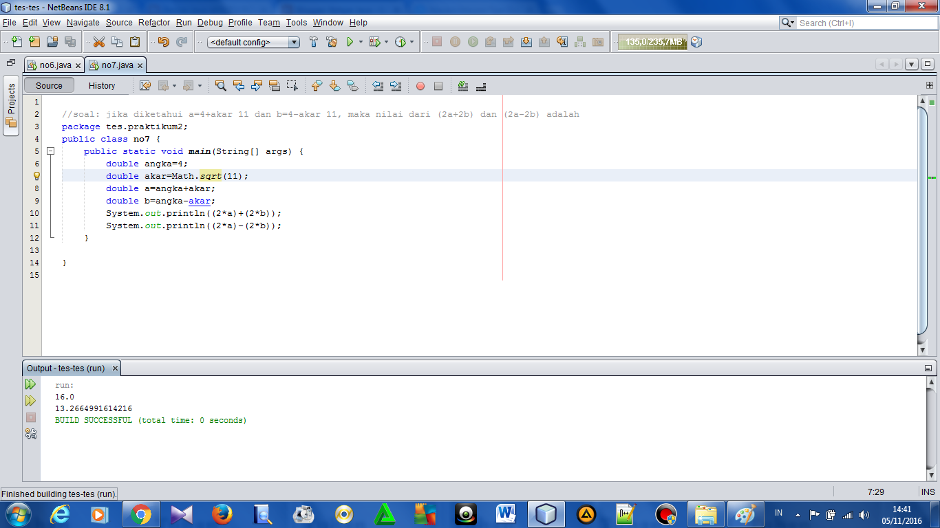 Belajar Java: kumpulan contoh pemrograman java dan outputnya