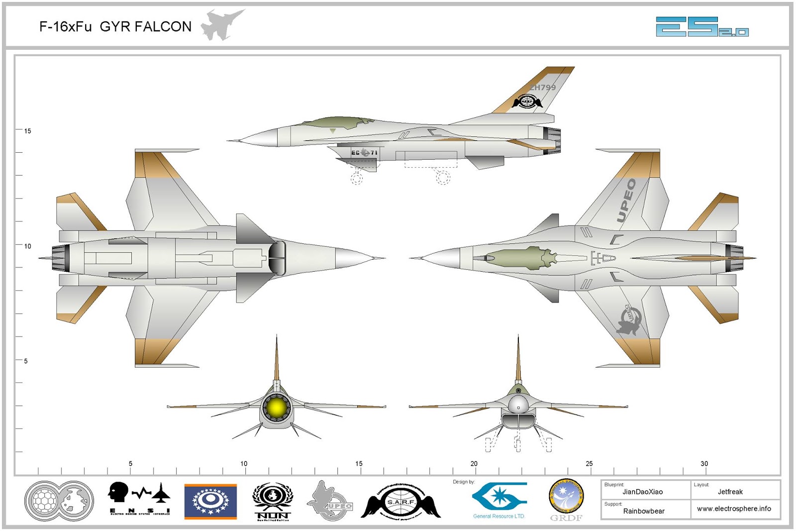 Ace Combat Model - Drawings: F-16xF Gyrfalcon