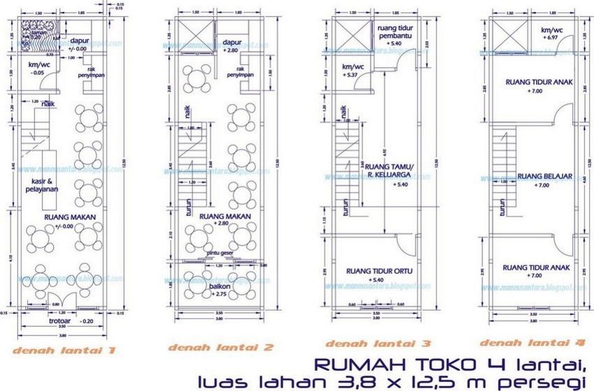 Desain Denah Rumah Ruko Menarik - Model Rumah