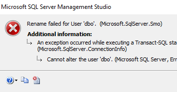 MSSQL-DBA: Cannot alter the user 'dbo'. (Microsoft SQL Server, Error ...