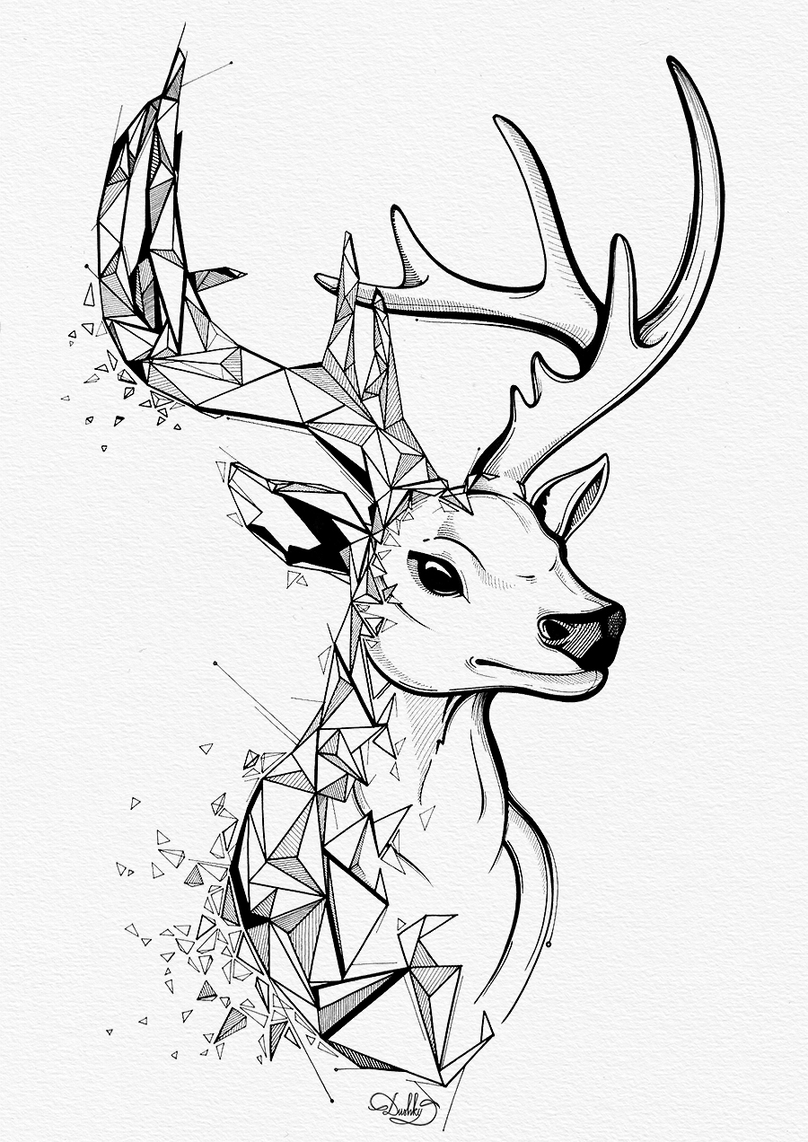 fragmented deer - print illustration