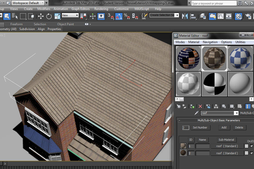 3D Development Work: Test with checker pattern applied uvw map modifier