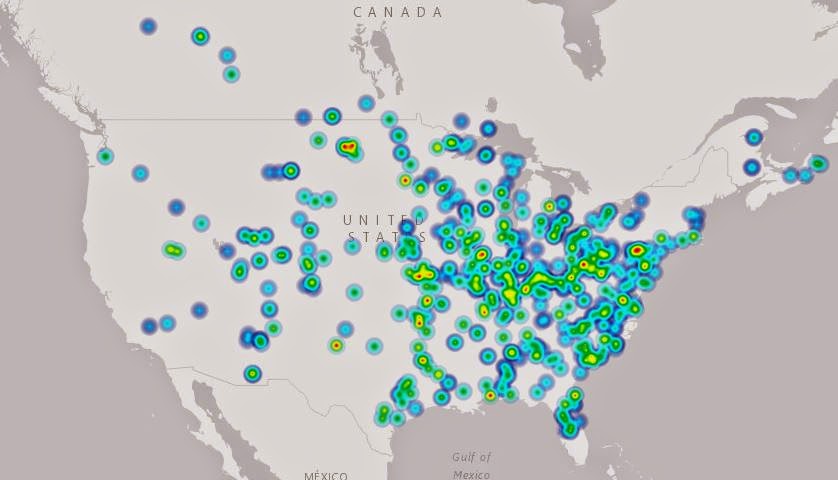 Coal Ash Dumping Ponds Heat Map