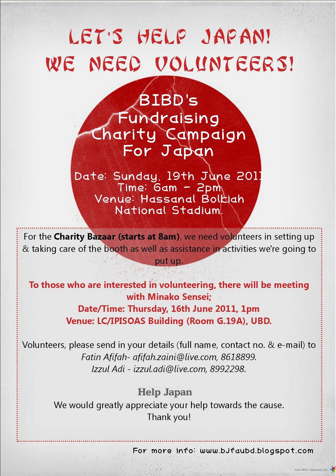 BJFA-UBD Chapter: BIBD's Fundraising Charity Campaign for Japan