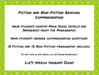 Liz's Speech Therapy Ideas: Comprehension Paragraphs