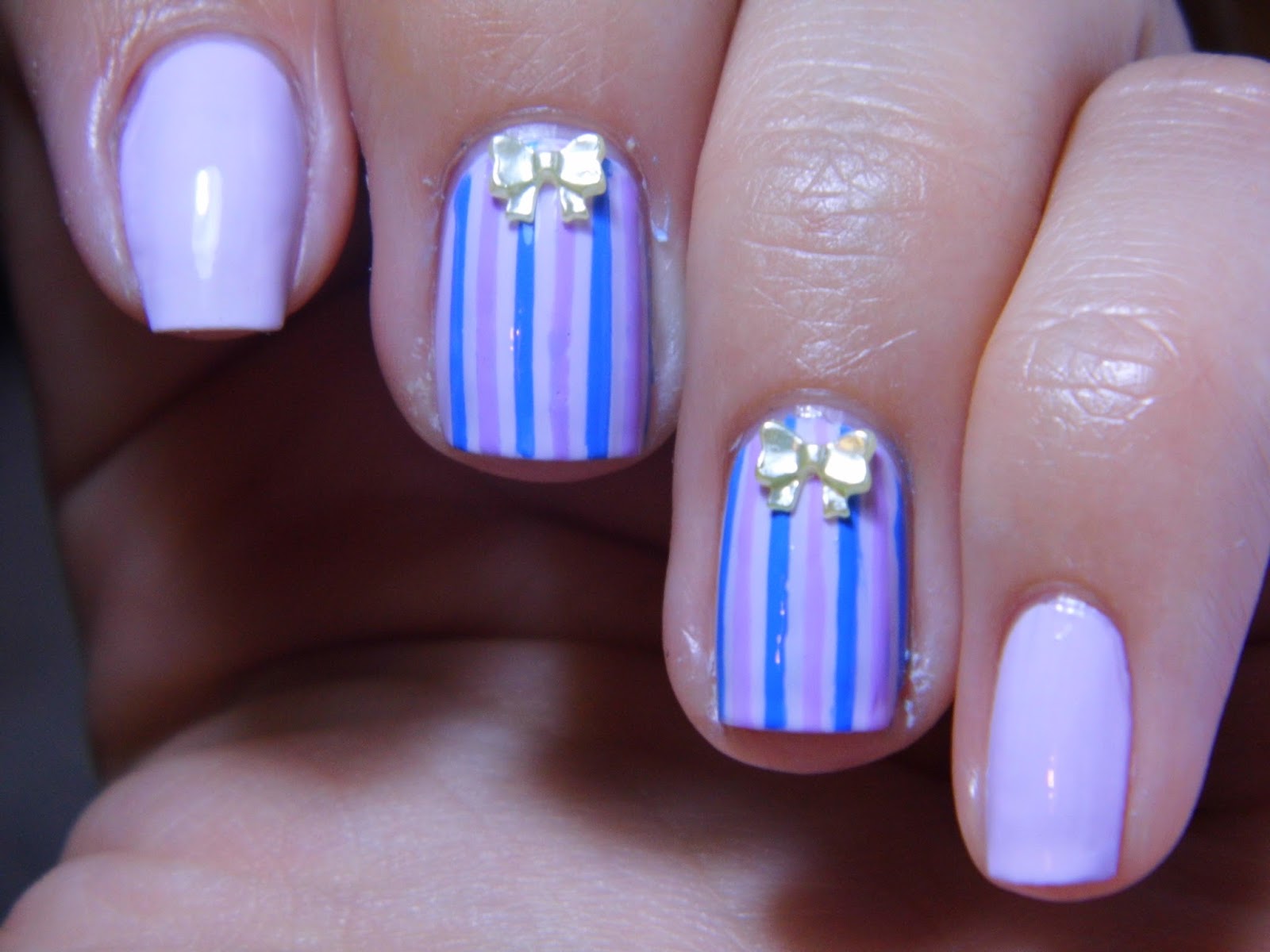 Life in Lacquer: Cute Lines and Bows Nail Art