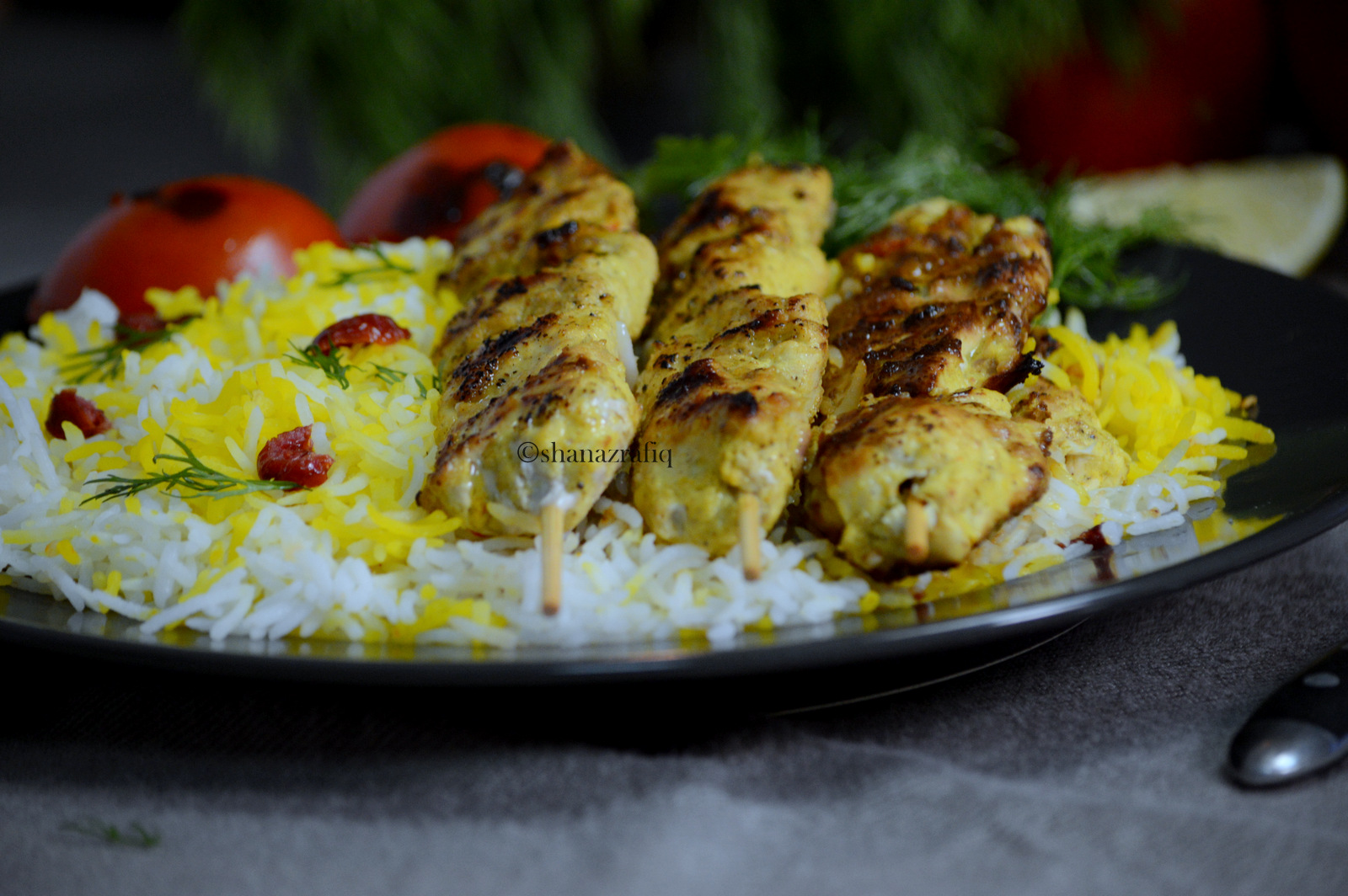Joojeh Kabab with Saffron Rice ~ Persian Kabab - Shanaz Rafiq Recipes