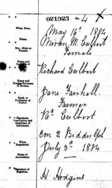 Culbert Family History: Myron Manford Culbert (1884-1961)