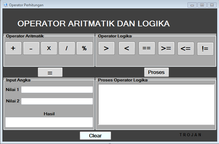 .: Membuat Operator Aritmatik dan Logika Berbasis Gui pada Java C#