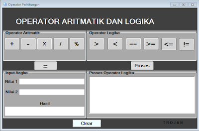 .: Membuat Operator Aritmatik dan Logika Berbasis Gui pada Java C#