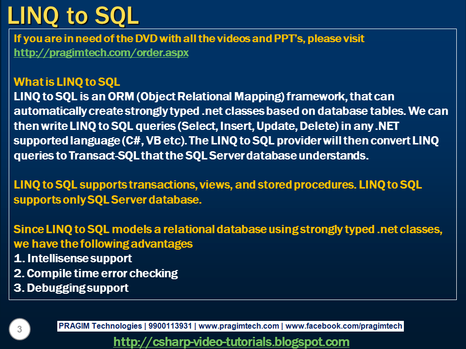 Sql Server Net And C Video Tutorial Part 1 Linq To Sql 1338