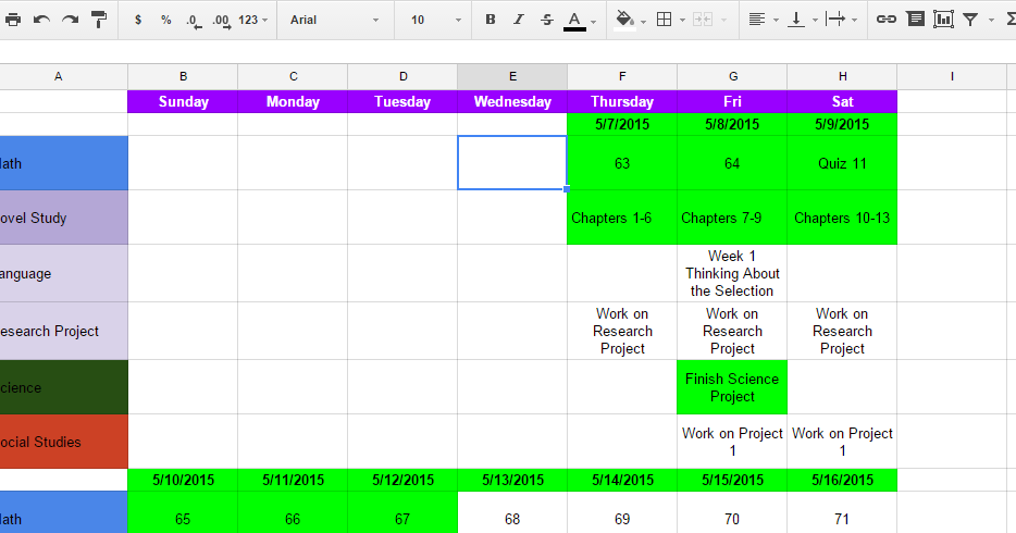 Another (Quick) Google Spreadsheet Homeschool Planner Example | TJ ...