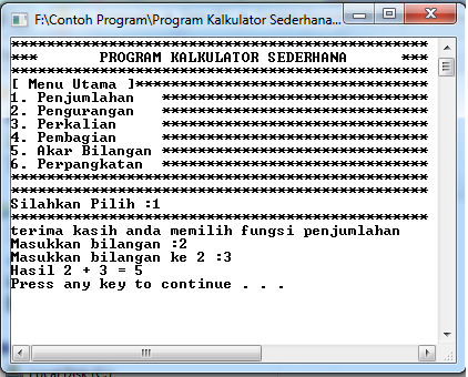 Tutorial : Contoh Program Kalkulator Sederhana (Dasar C++) ~ Belajar Berbagi