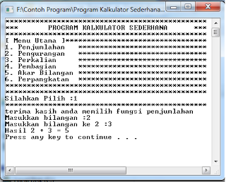 Tutorial : Contoh Program Kalkulator Sederhana (Dasar C++) ~ Belajar Berbagi