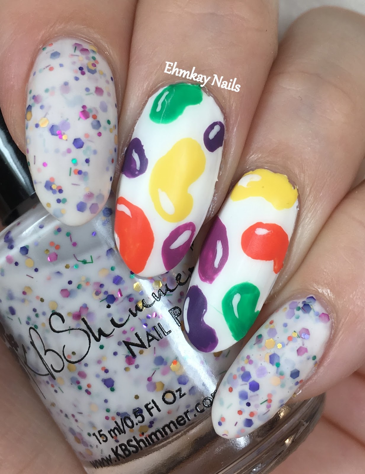 ehmkay nails: Jelly Bean Nail Art for Easter with KBShimmer Tempting Fete