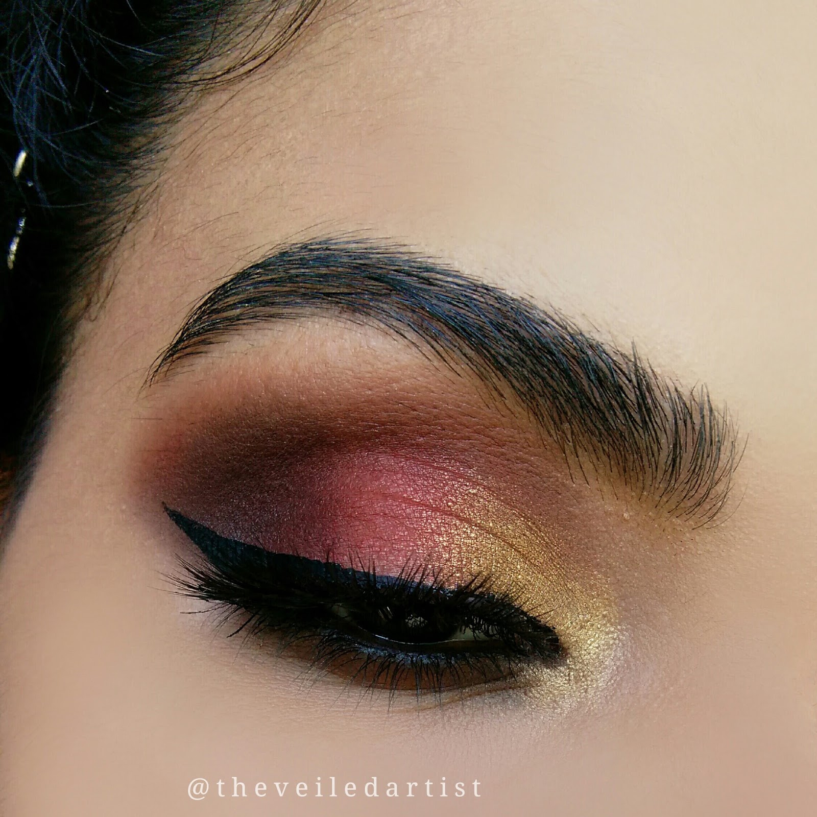 Gold and Red Dramatic Smokey Eyes Tutorial for Beginners - The Veiled ...