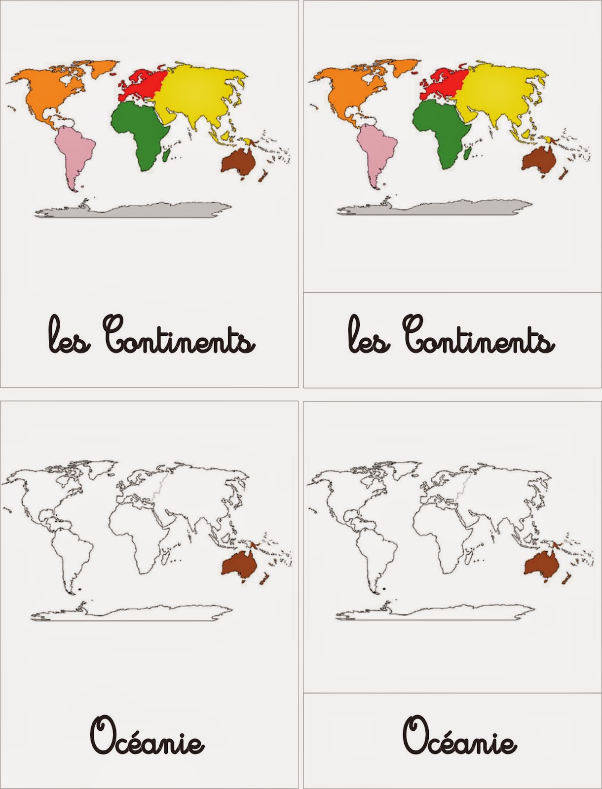 ma petite fabrique montessori: Les continents et océans