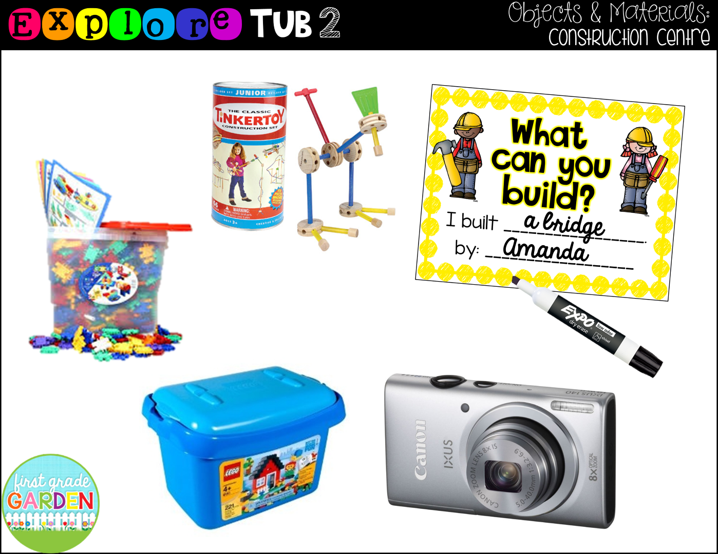 First Grade Garden: Explore Tubs for Objects & Materials {with freebies}