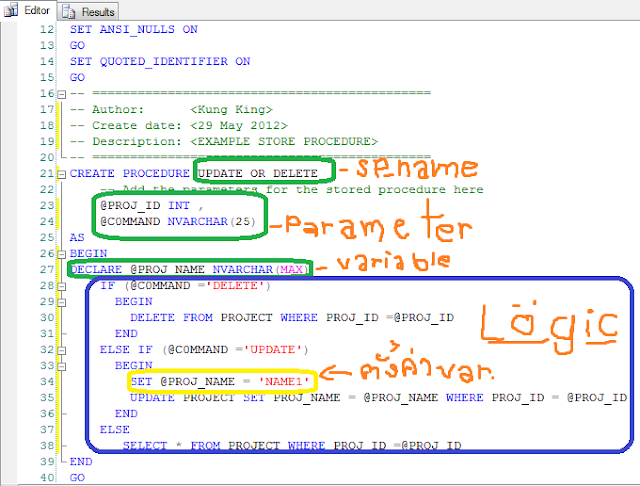 การสร้าง Store Procedure