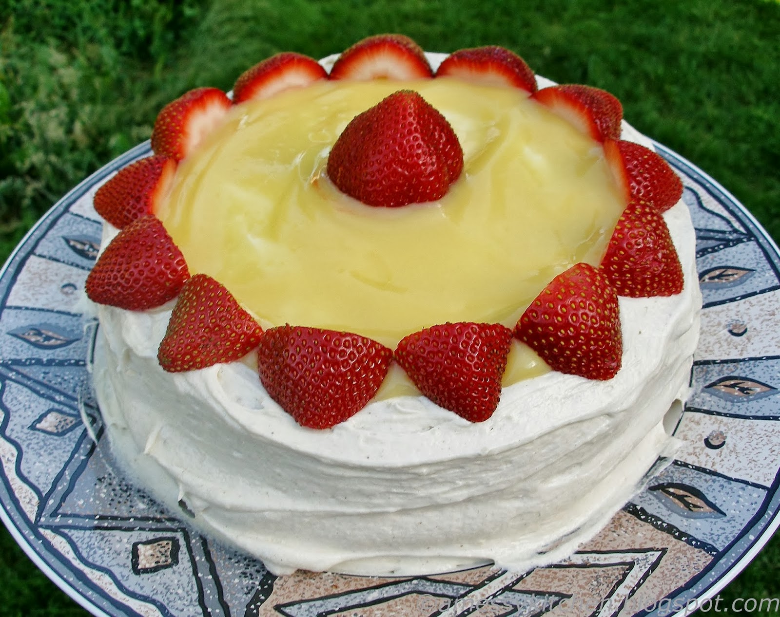 Lemon White Cake with Lemon Filling and Lemon Strawberry Topping