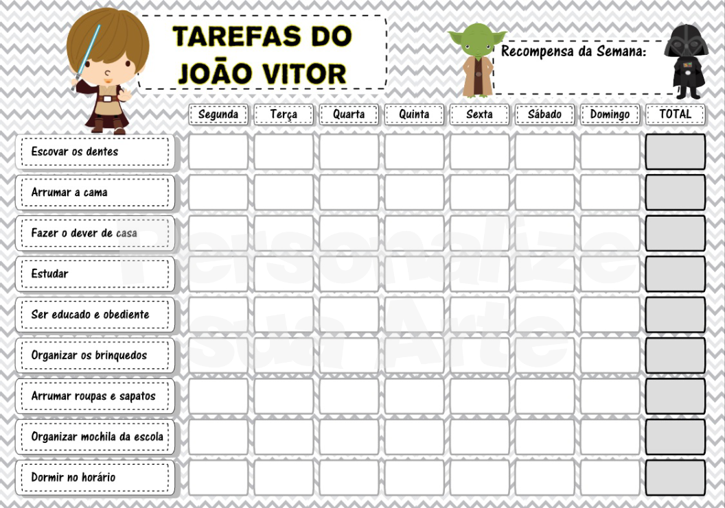 Quadro De Tarefas Infantil Para Imprimir Gratis - FDPLEARN