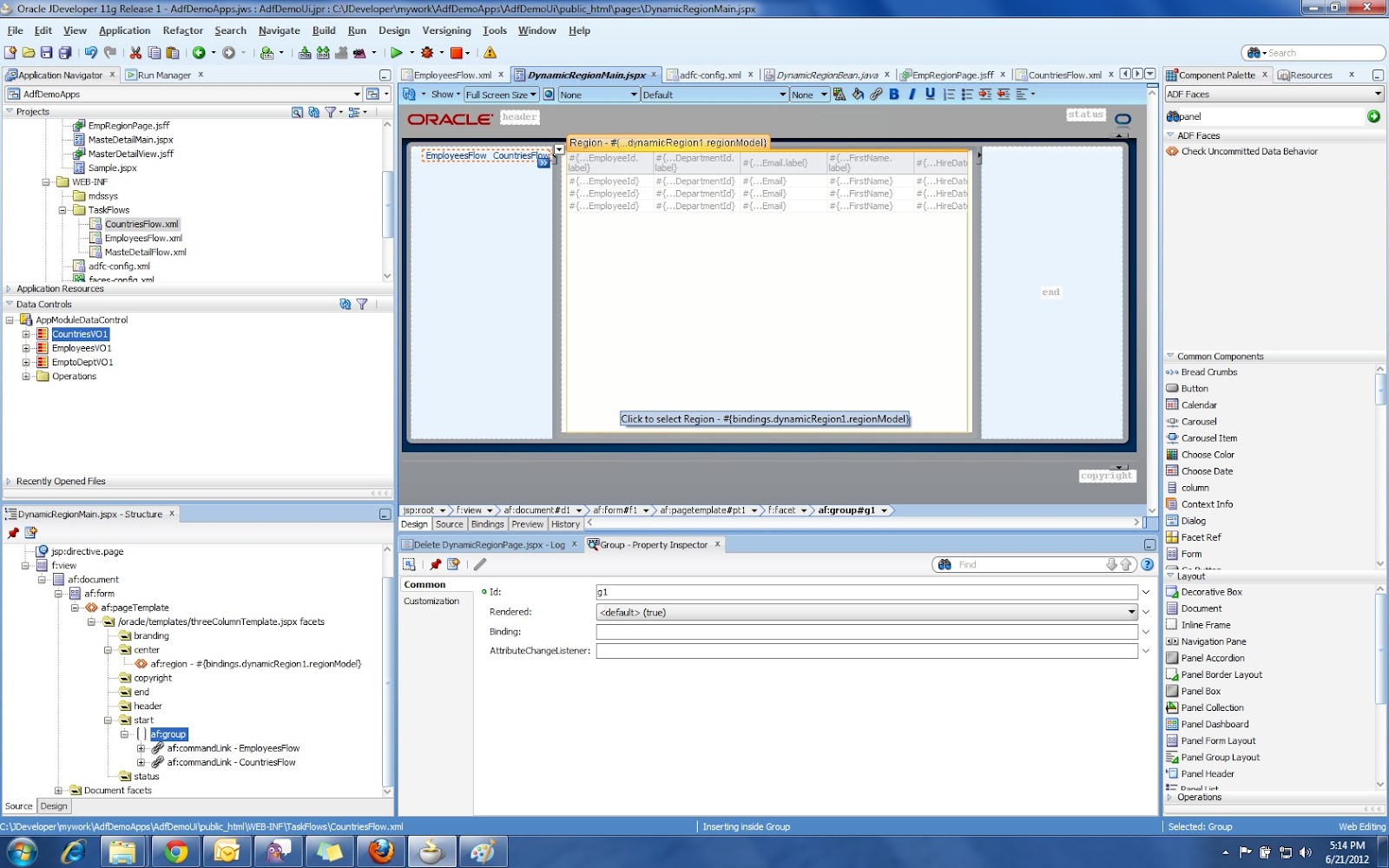 Oracle Adf Step By Step Guide Oracle Adf Tutorial Adf Dynamic Region Working With Oracle