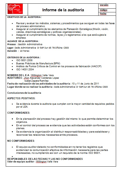itm auditores: EMPRESA EMBUTIDOS BUEN SABOR