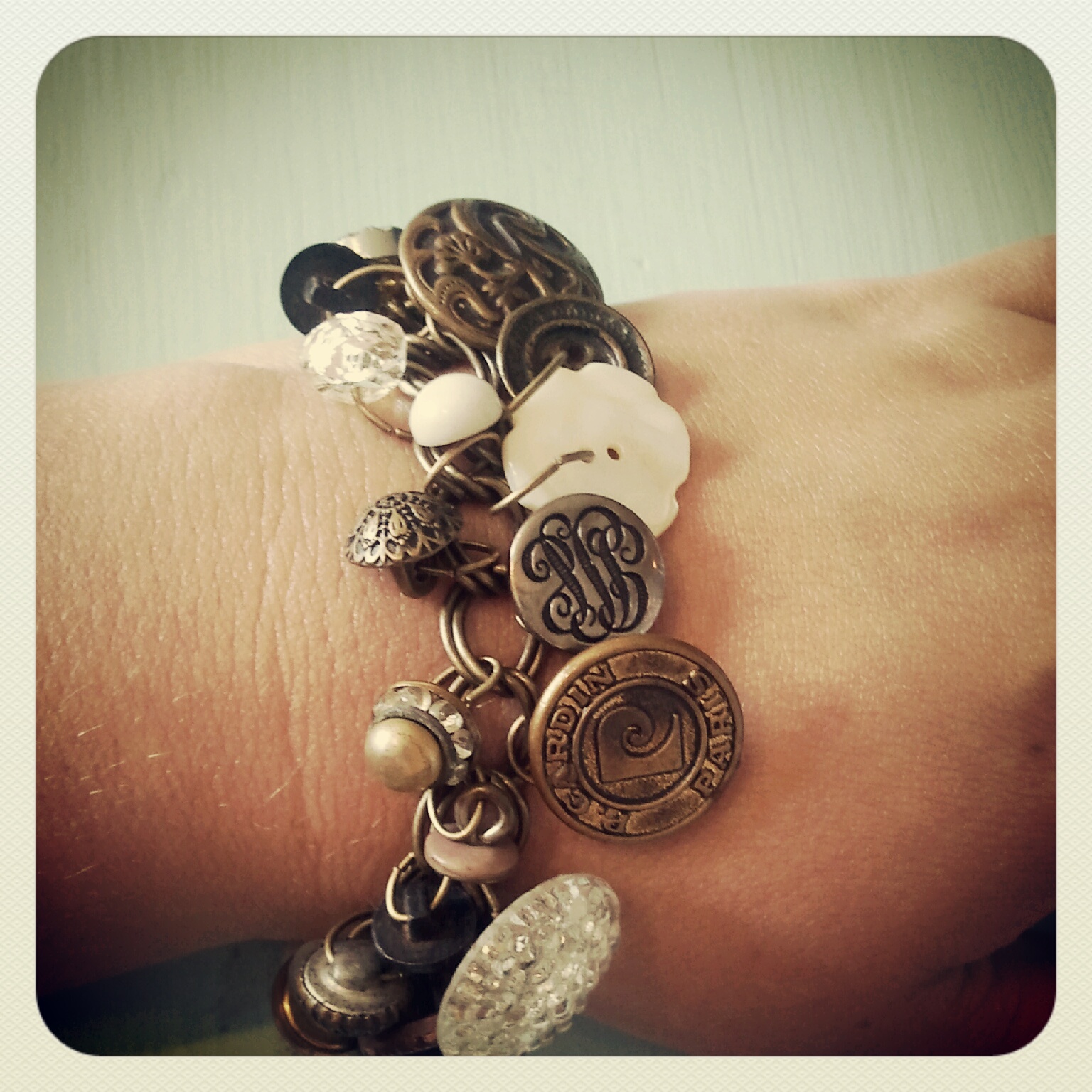 Kensington Cottage: Vintage Button Charm Bracelet