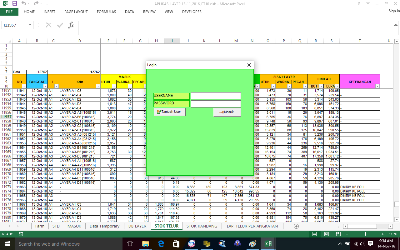 Belajar Komputer + Uang: Aplikasi Manajemen Peternakan dengan Macro VBA EXCEL