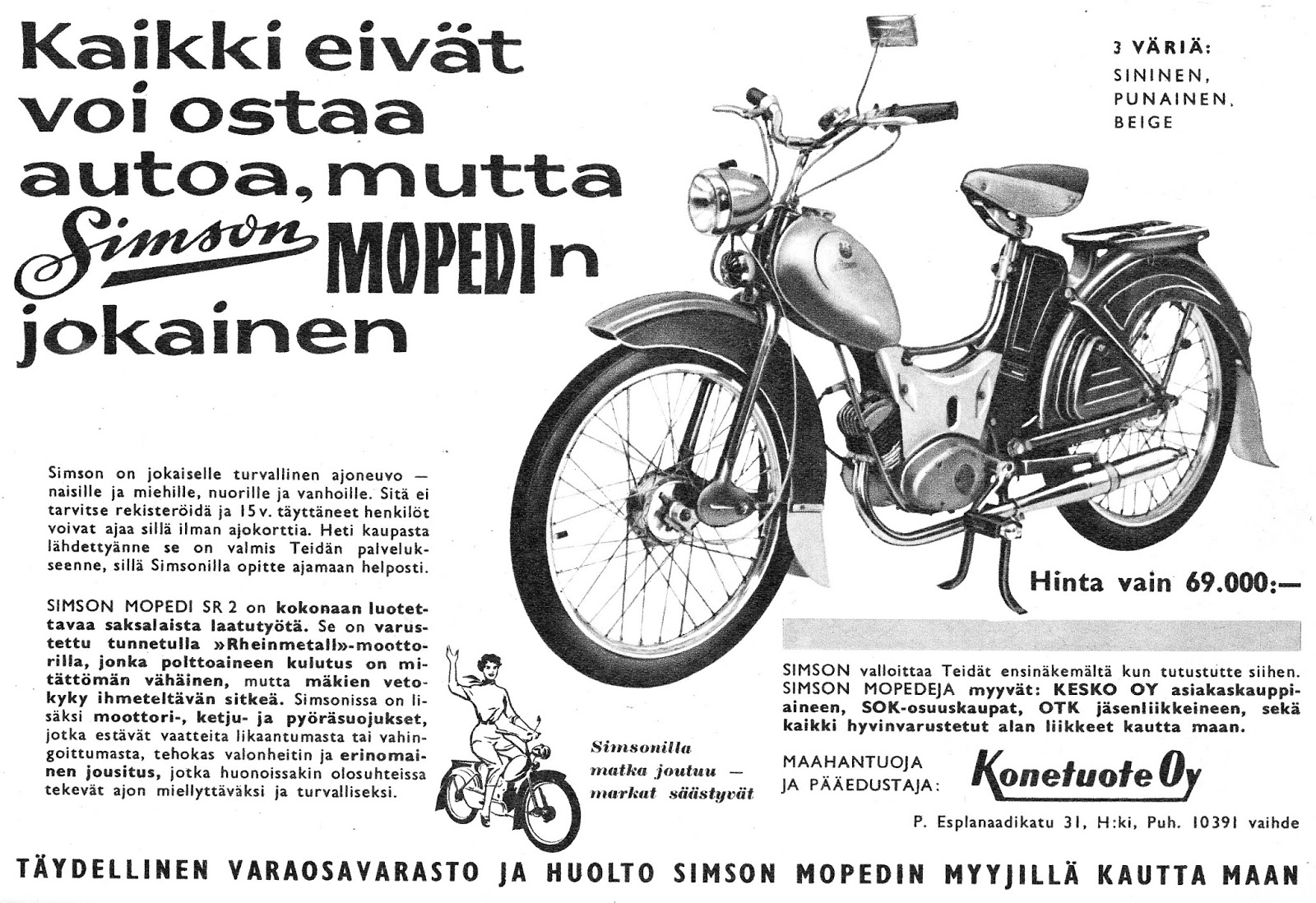 Vanhoja mainoksia: Simson mopedi 1958
