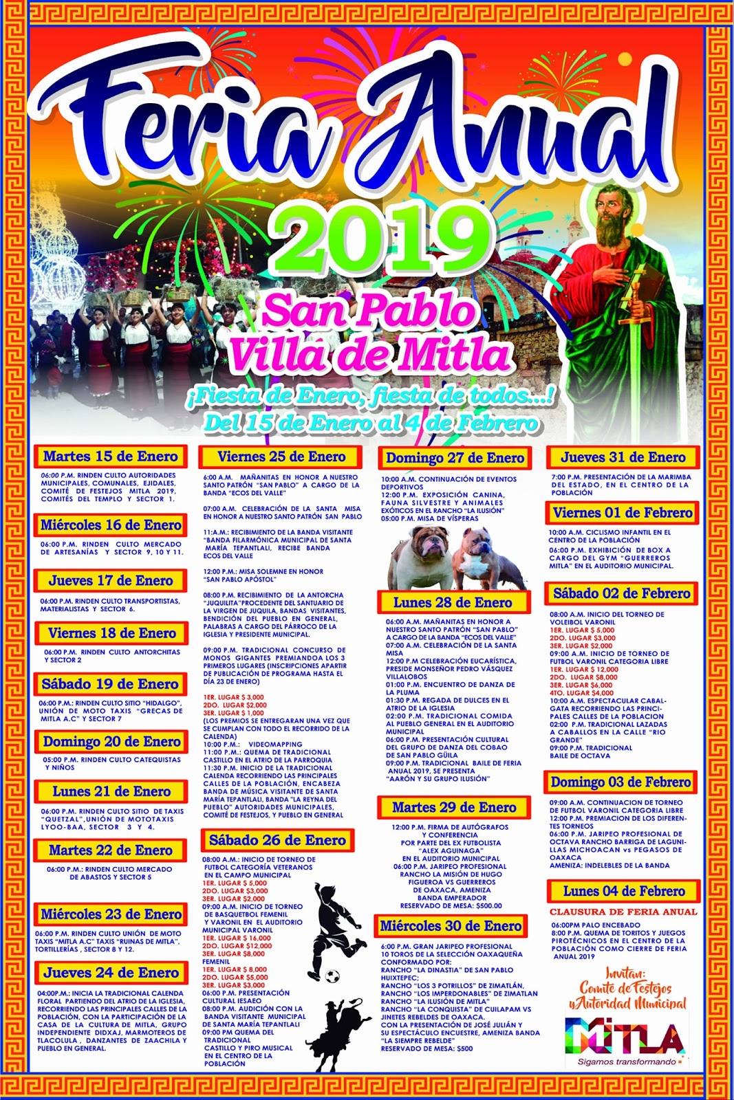 Programa 2019 de la Feria Anual de la Villa de Mitla, Oaxaca - Vive Oaxaca