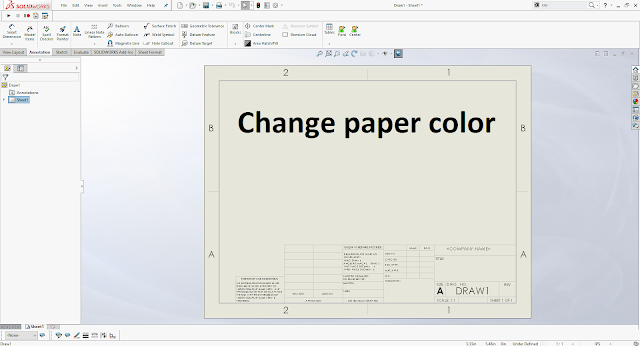 Design Tech Academy: Change Background/Paper Color in SolidWorks Drawing